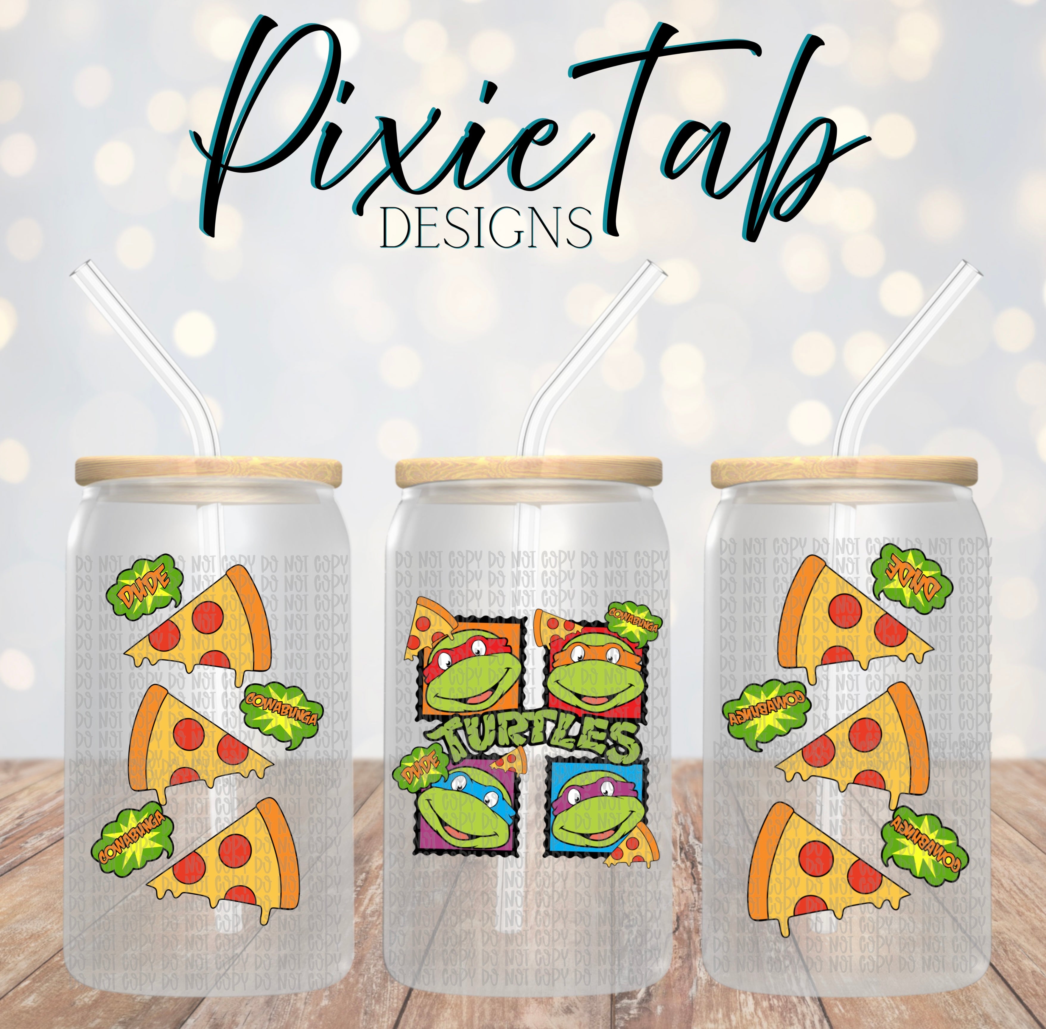 Turtle 16 oz Libby Digital Download PNG – PixieTab Designs