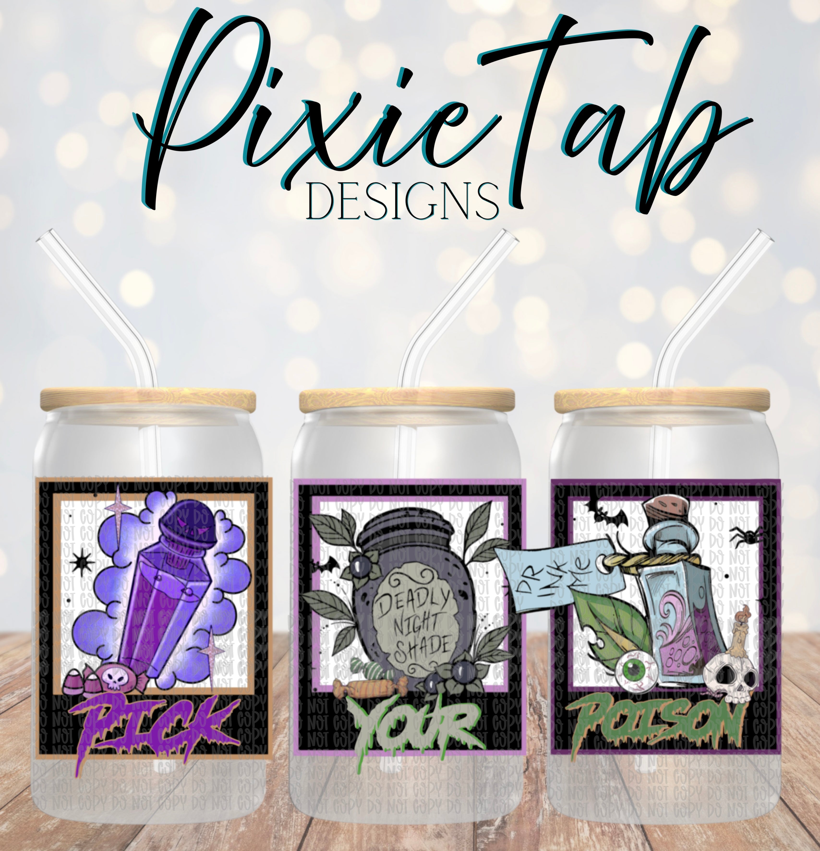 Poison 16 oz Libby Digital Download PNG – PixieTab Designs